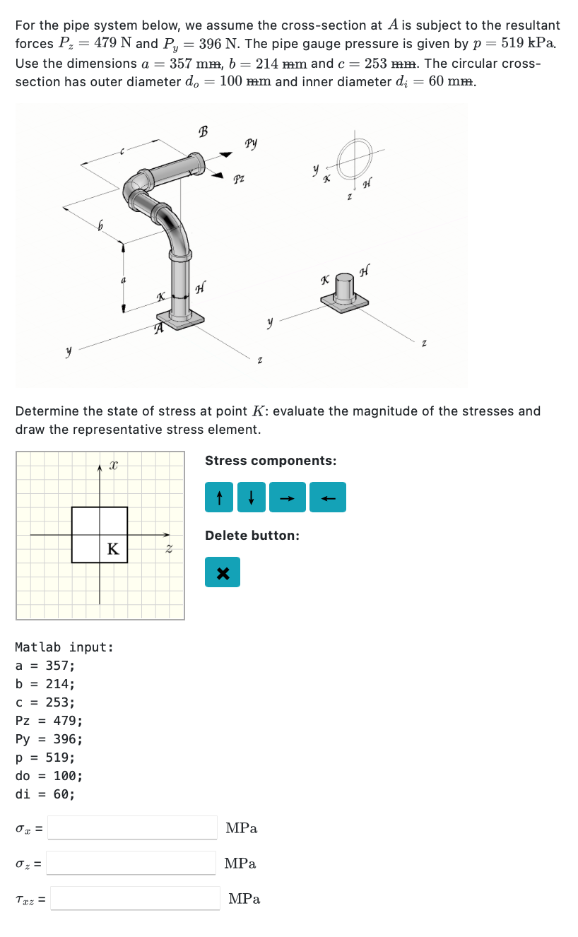 Determine the state of stress at point K ﻿: evaluate | Chegg.com