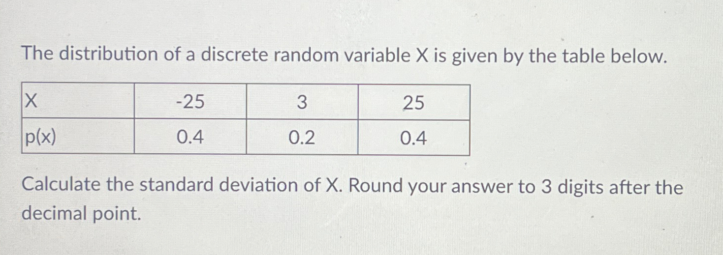 Solved The distribution of a discrete random variable x ﻿is | Chegg.com