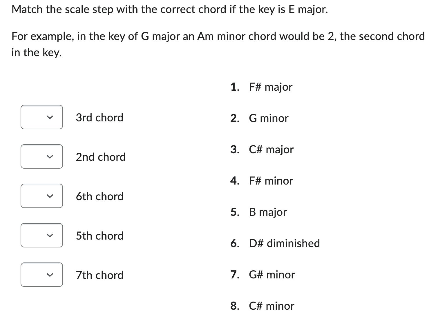 Solved Match the scale step with the correct chord if the | Chegg.com