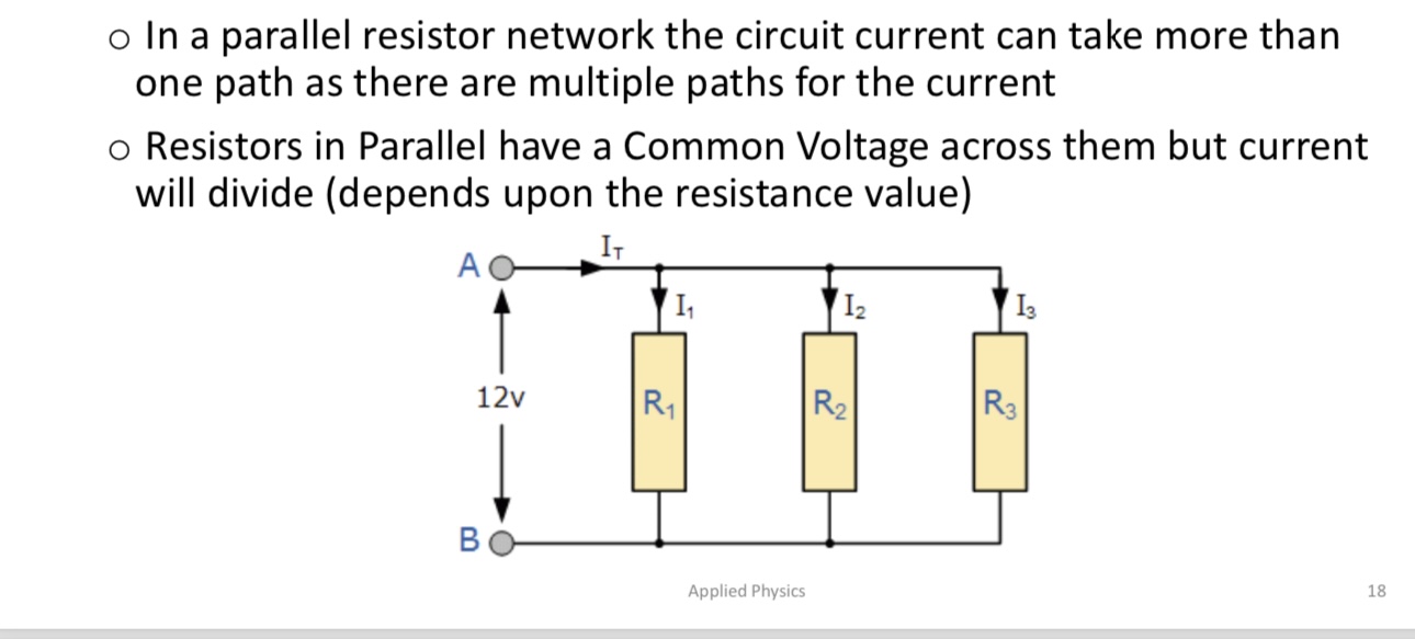 Solved o In a parallel resistor network the circuit current | Chegg.com