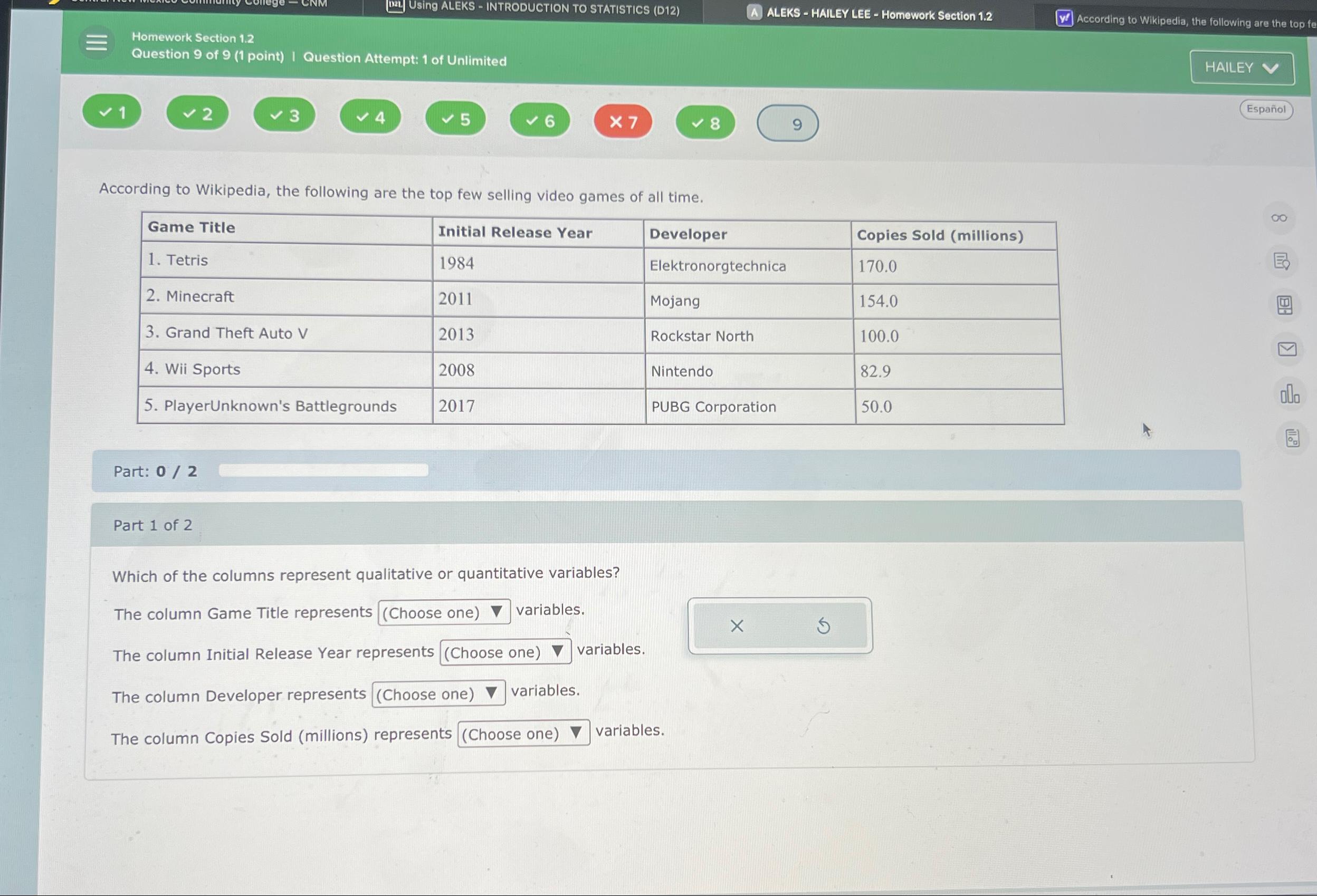 Homework Section 1 2 Nquestion 9 Of 9 1 Point I