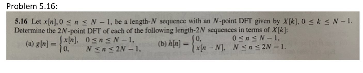Problem 5.16:5.16 ﻿Let x[n],0≤n≤N-1, ﻿be a length- N | Chegg.com