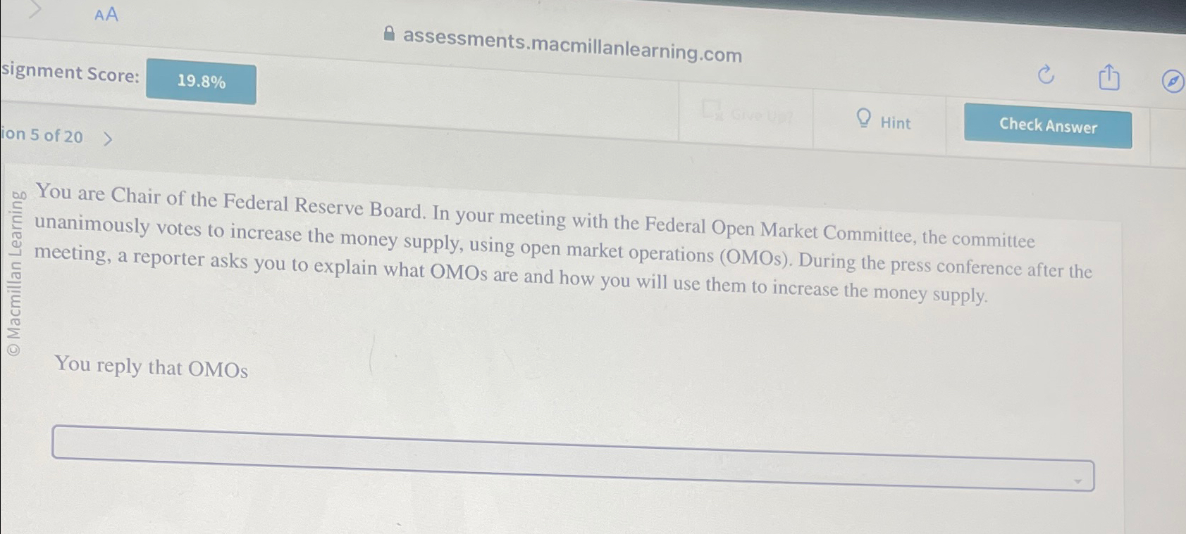 Solved AAAssessments.macmillanlearning.comsignment | Chegg.com