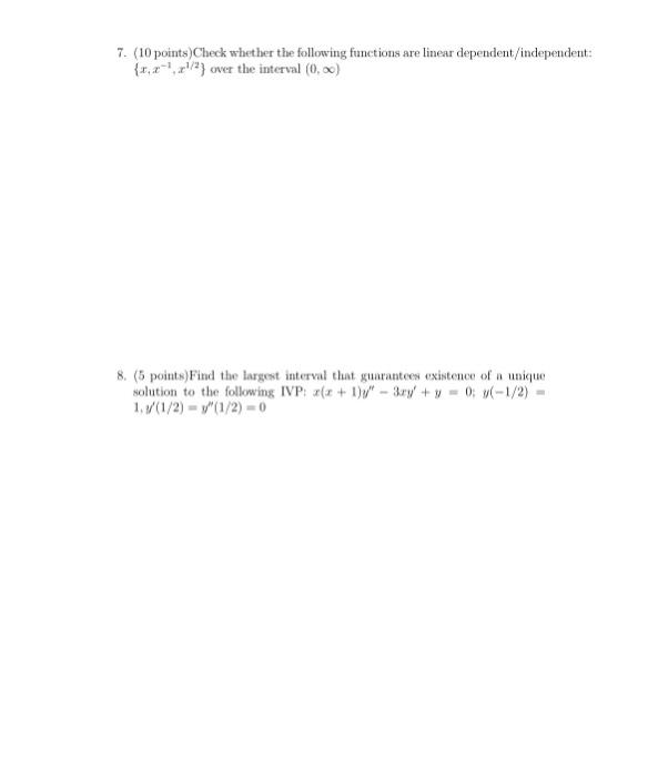 7. (10 points)Check whether the following functions | Chegg.com