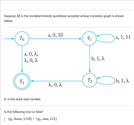 Solved Suppose M is ﻿the nondeterministic pushdown accepter | Chegg.com
