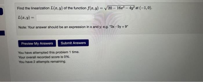 Solved Find the linearization L(x,y) of the function | Chegg.com