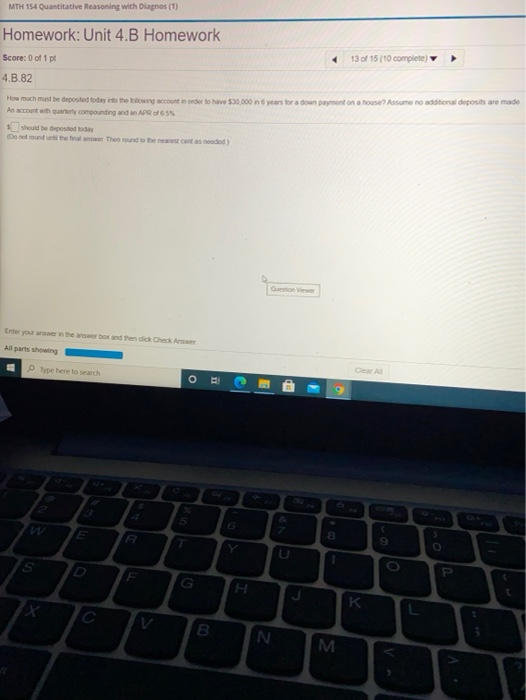Solved MTH 154 Quantitative Reasoning with Diagnos (1) | Chegg.com