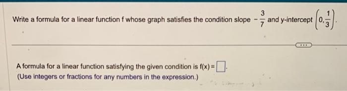 Solved Write a formula for a linear function f whose graph | Chegg.com