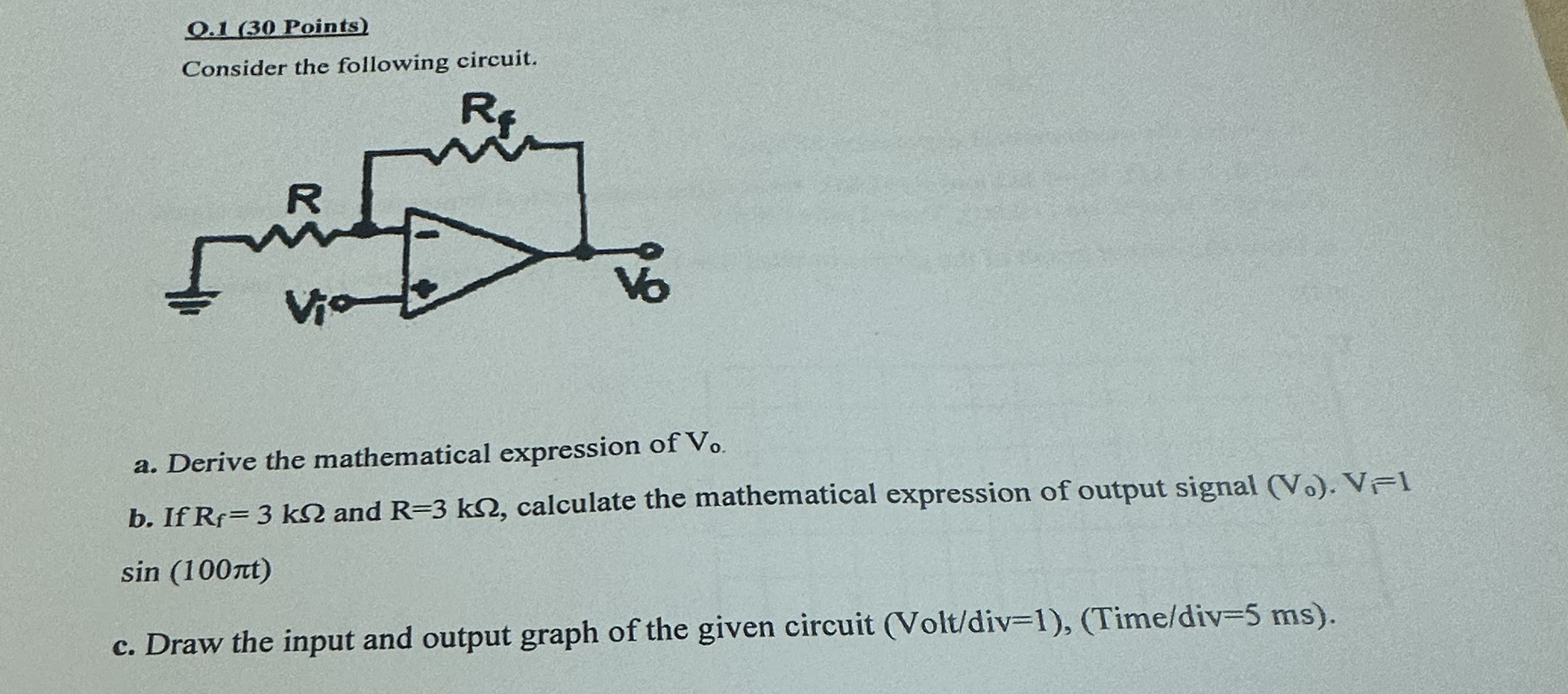 Solved 0.1 ( 30 ﻿Points)Consider the following circuit.a. | Chegg.com