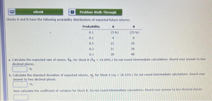 Solved Stocks A and B have the following probability | Chegg.com