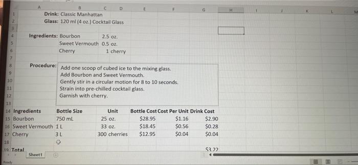 Solved Choose your favourite drink • Create a standard drink | Chegg.com