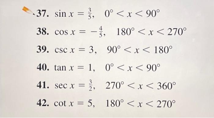 Solved 37. sinx=53,0∘ | Chegg.com