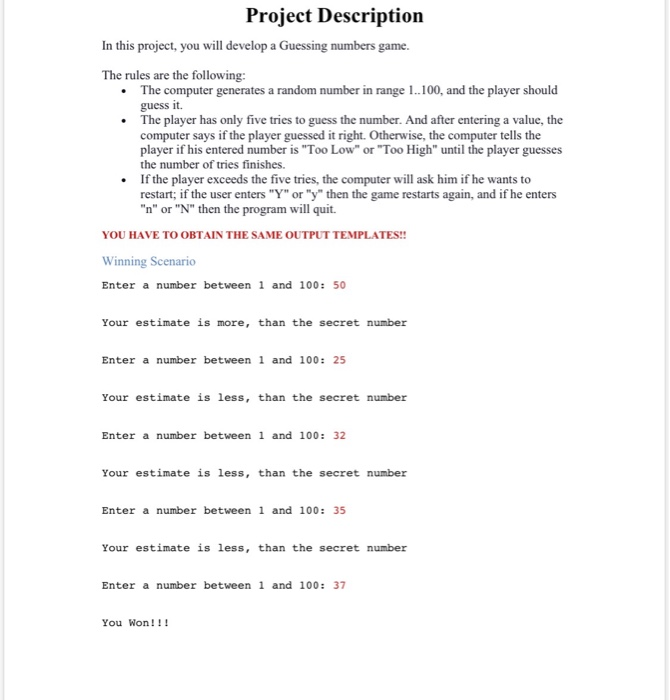 Solved Project Description In this project, you will develop | Chegg.com