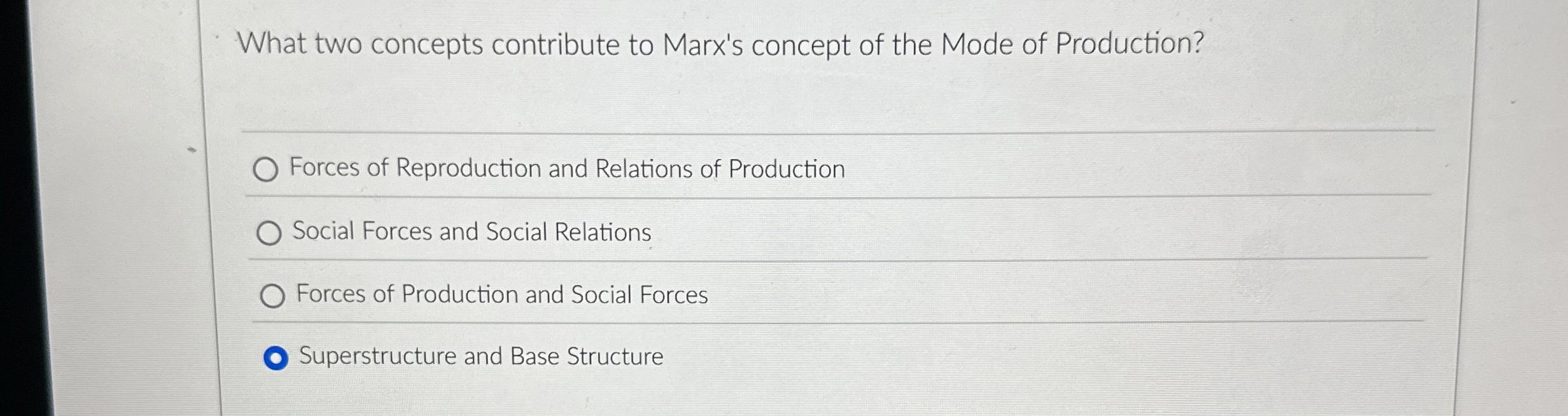 Solved What two concepts contribute to Marx's concept of the | Chegg.com