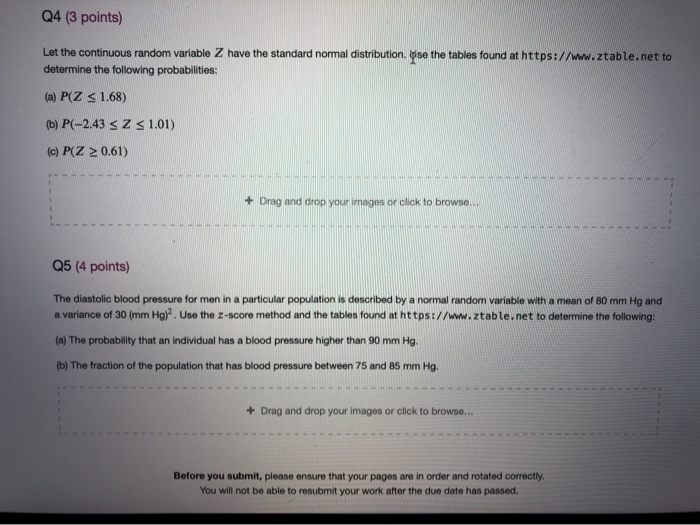 Solved Q4 (3 points) Let the continuous random variable Z | Chegg.com