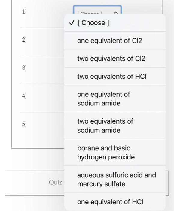 Solved Match the reagents with the transformation. 1) | Chegg.com