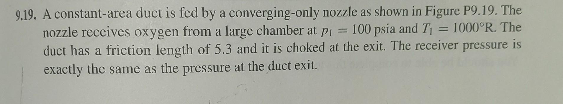 19. A constant-area duct is fed by a converging-only | Chegg.com