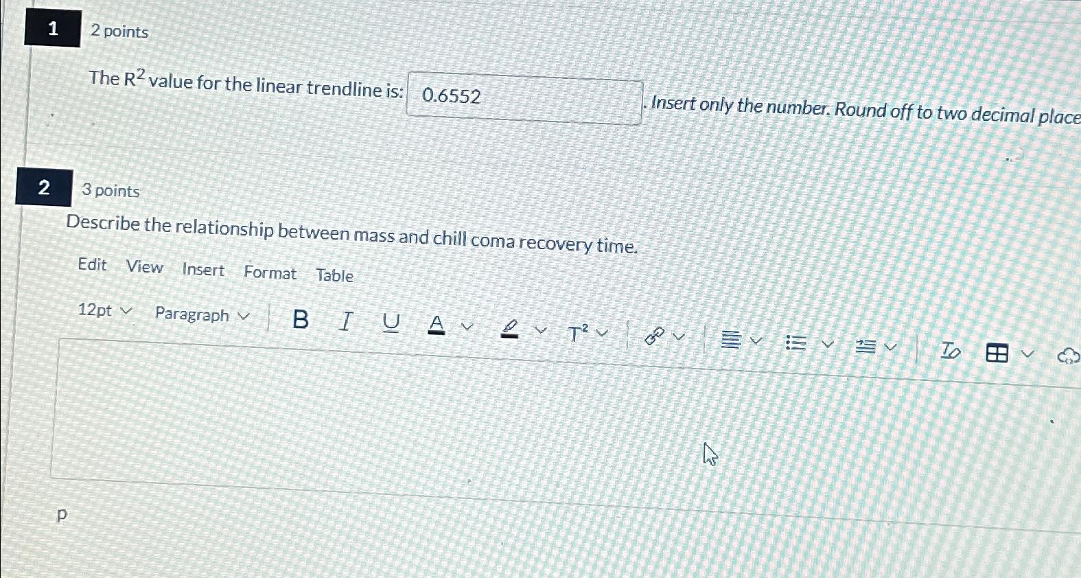 Solved 12 ﻿pointsThe R2 ﻿value for the linear trendline is: | Chegg.com