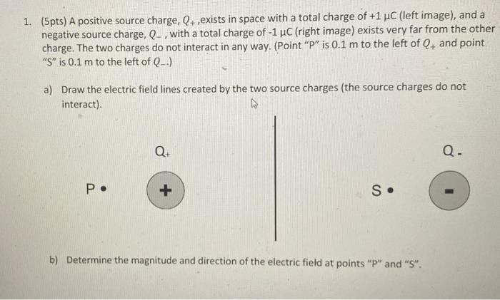 Solved 1. (5pts) A positive source charge, Q+ ,exists in | Chegg.com