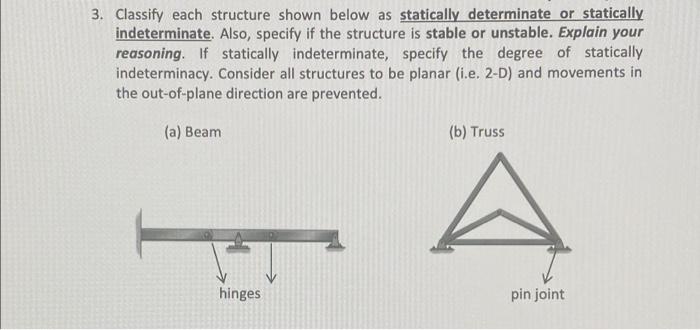 Solved 3. Classify each structure shown below as statically | Chegg.com