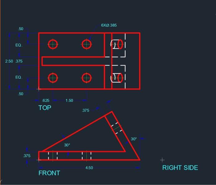 Solved draw the Right side view and the Auxiliary view with | Chegg.com