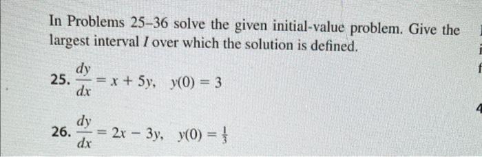 Solved In Problems 25-36 solve the given initial-value | Chegg.com