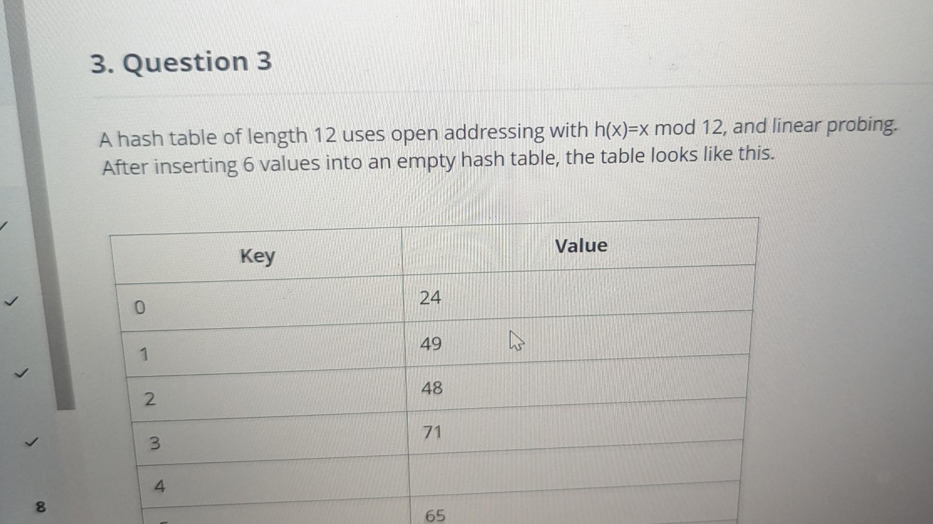 Solved Question 3A hash table of length 12 ﻿uses open | Chegg.com