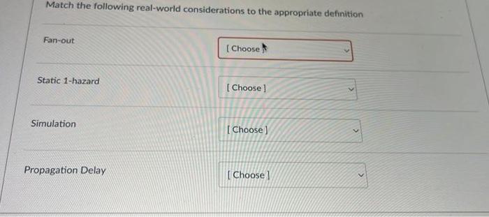 Solved Match the following real-world considerations to the | Chegg.com