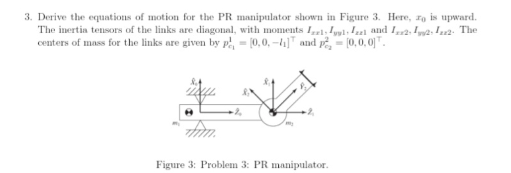 Solved Derive the equations of motion for the PR manipulator | Chegg.com