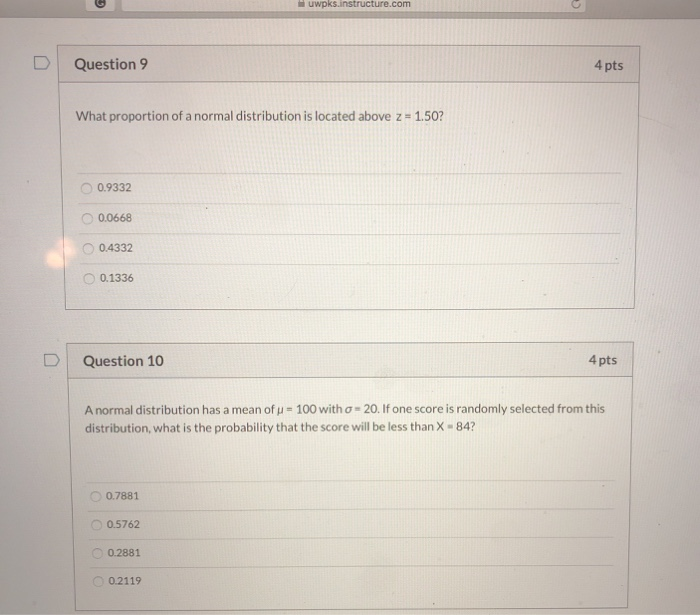 Solved uwpks.instructure.com Question 9 4 pts What | Chegg.com