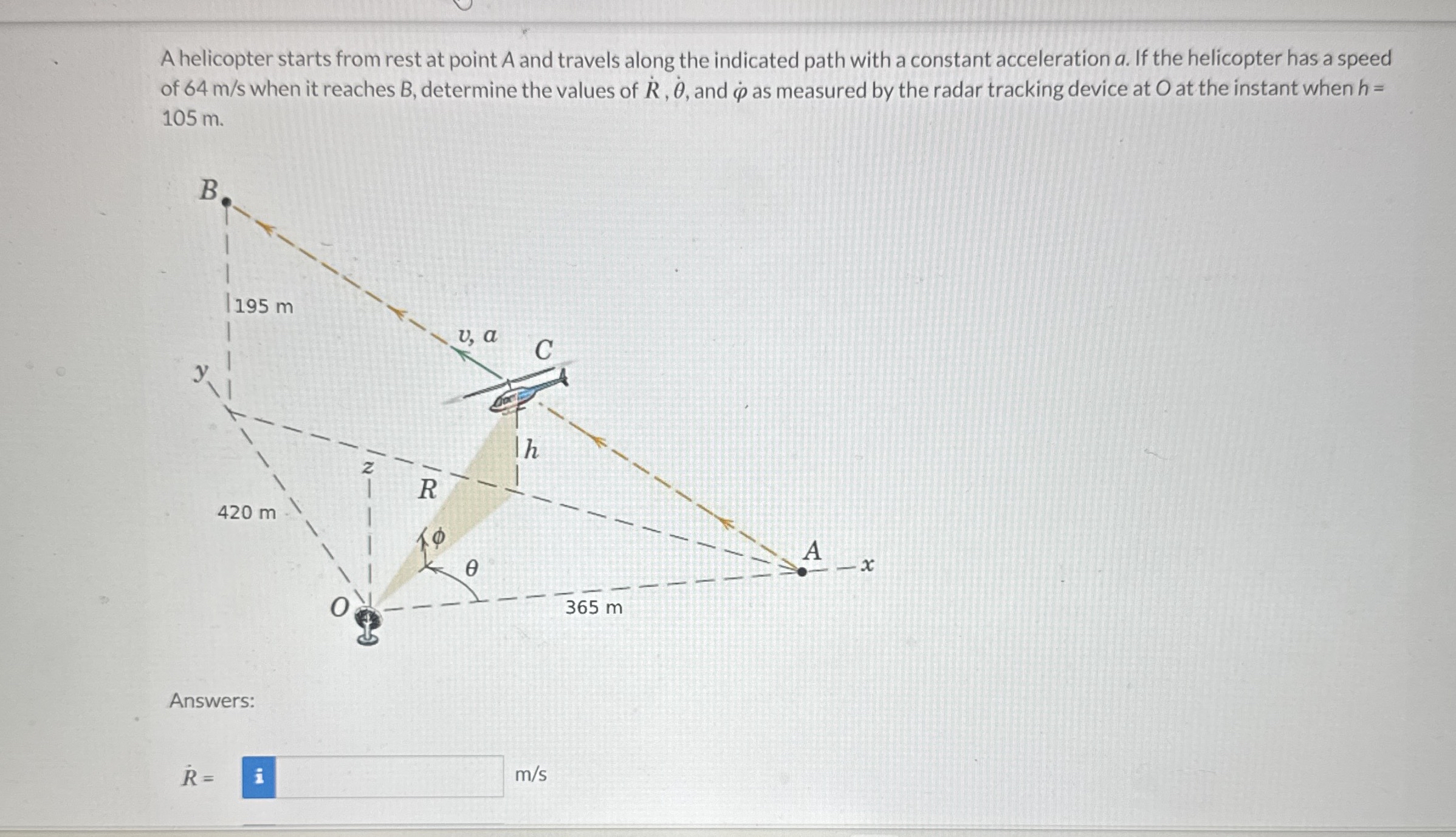 A helicopter starts from rest at point A and travels | Chegg.com