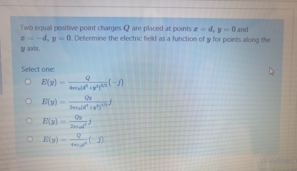Solved Two equal positive point charges Q are placed at | Chegg.com