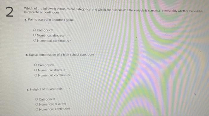 Solved Which of the following variables are categorical and | Chegg.com