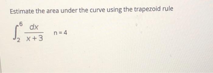 Solved Estimate the area under the curve using the trapezoid | Chegg.com