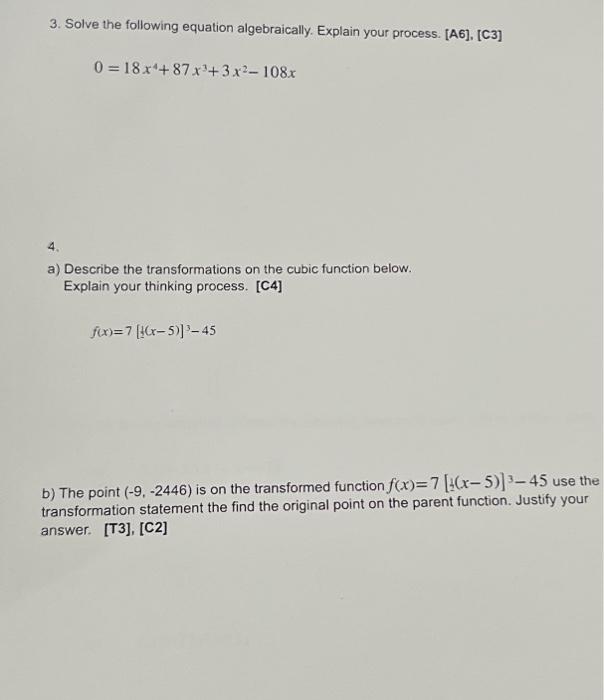 Solved 3. Solve the following equation algebraically. | Chegg.com