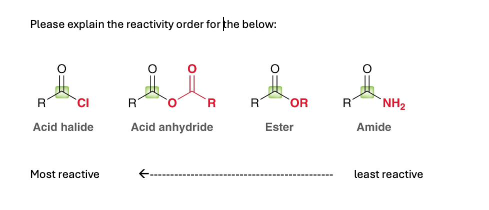 Solved Please explain the reactivity order for the below: | Chegg.com