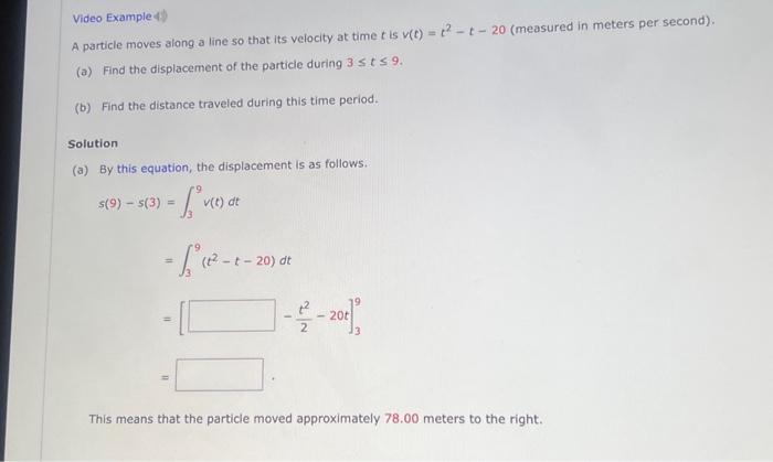 Solved Video Example A particle moves along a line so that | Chegg.com