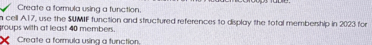 Solved Create a formula using a function.In cell A17, ﻿use | Chegg.com