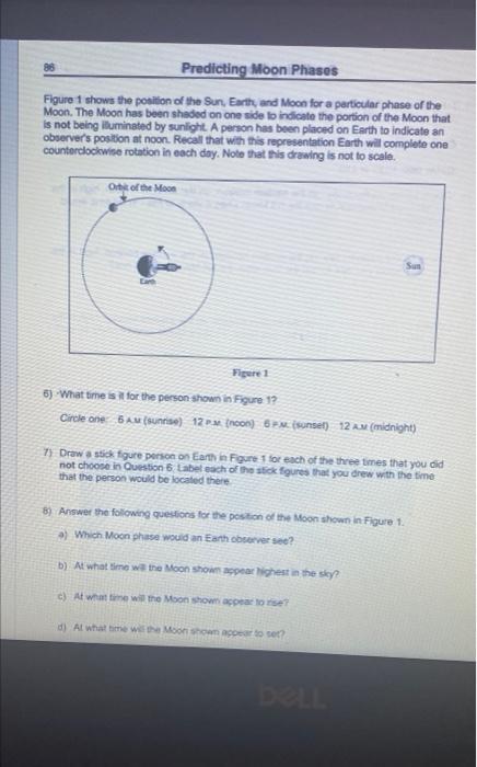 Solved Predicting Moon Phases Figure 1 shows the position of | Chegg.com