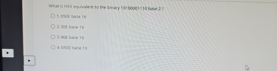 Solved What is HEX equivalent to the binary 10100001110 | Chegg.com