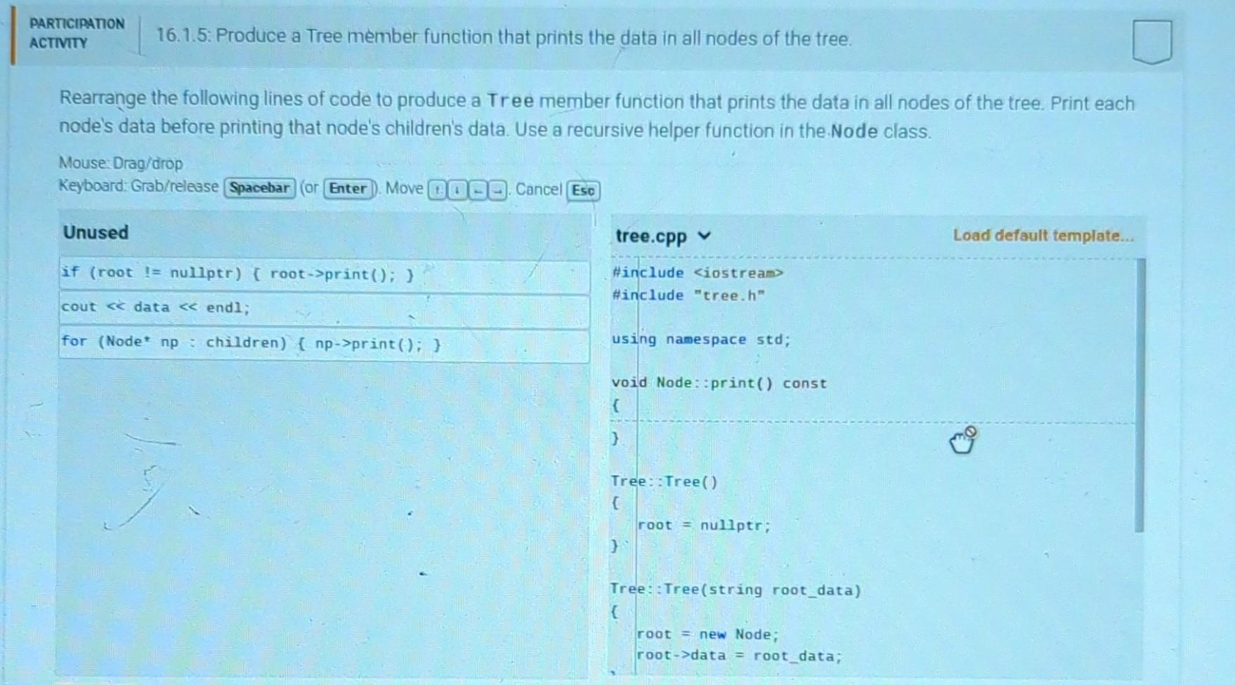 Solved Rearrange the following lines of code to produce a | Chegg.com