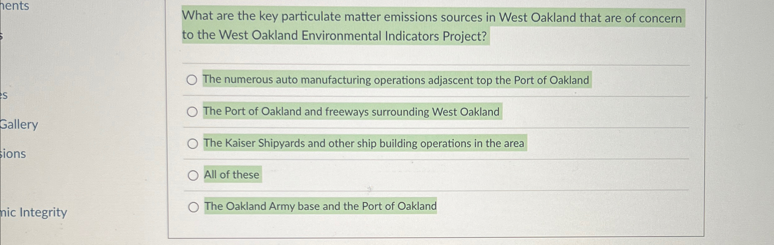 Solved What are the key particulate matter emissions sources | Chegg.com