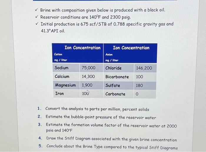 Solved Brine with composition given below is produced with | Chegg.com