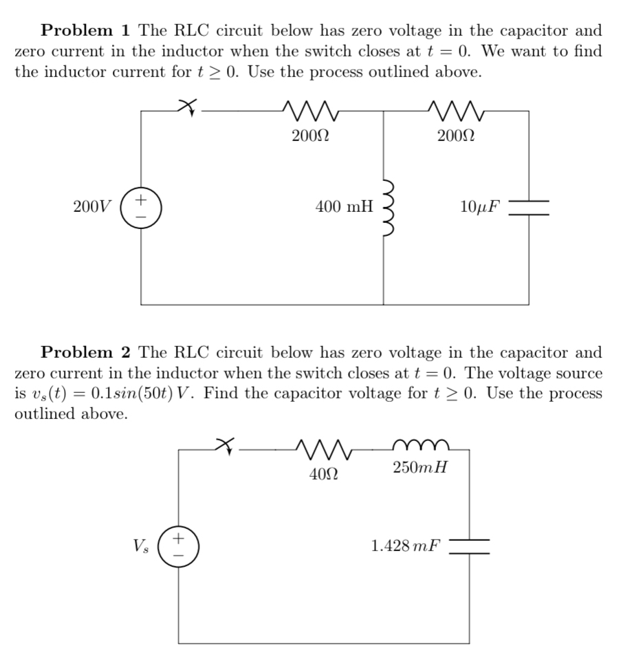 Solved Problem 1 ﻿The RLC circuit below has zero voltage in | Chegg.com