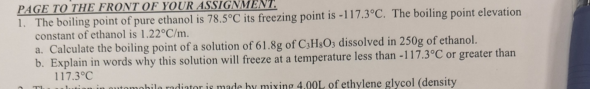 Solved The boiling point of pure ethanol is 78.5°C ﻿its | Chegg.com