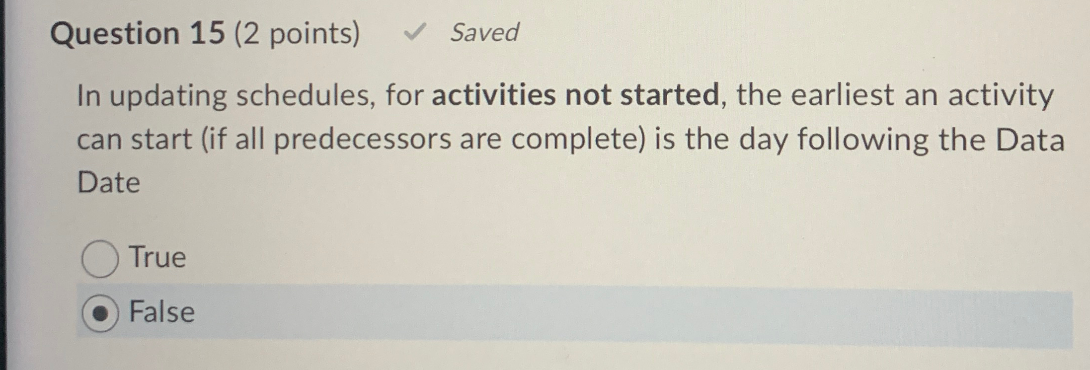 Solved Question 15 (2 ﻿points) ﻿SavedIn updating schedules, | Chegg.com