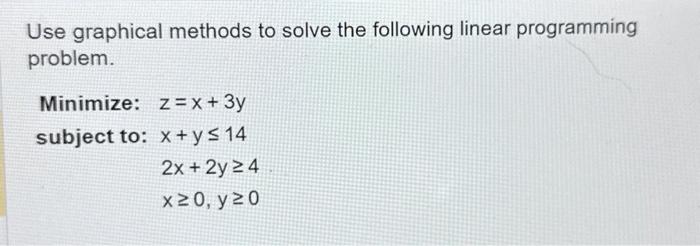 Solved Use graphical methods to solve the following linear | Chegg.com