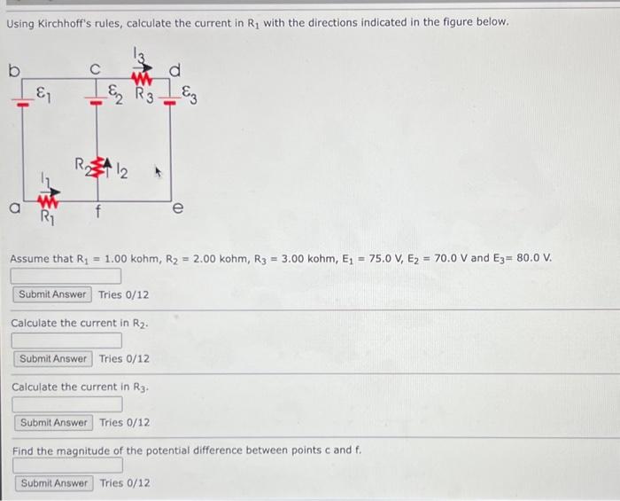 Solved Using Kirchhoff's rules, calculate the current in R1 | Chegg.com