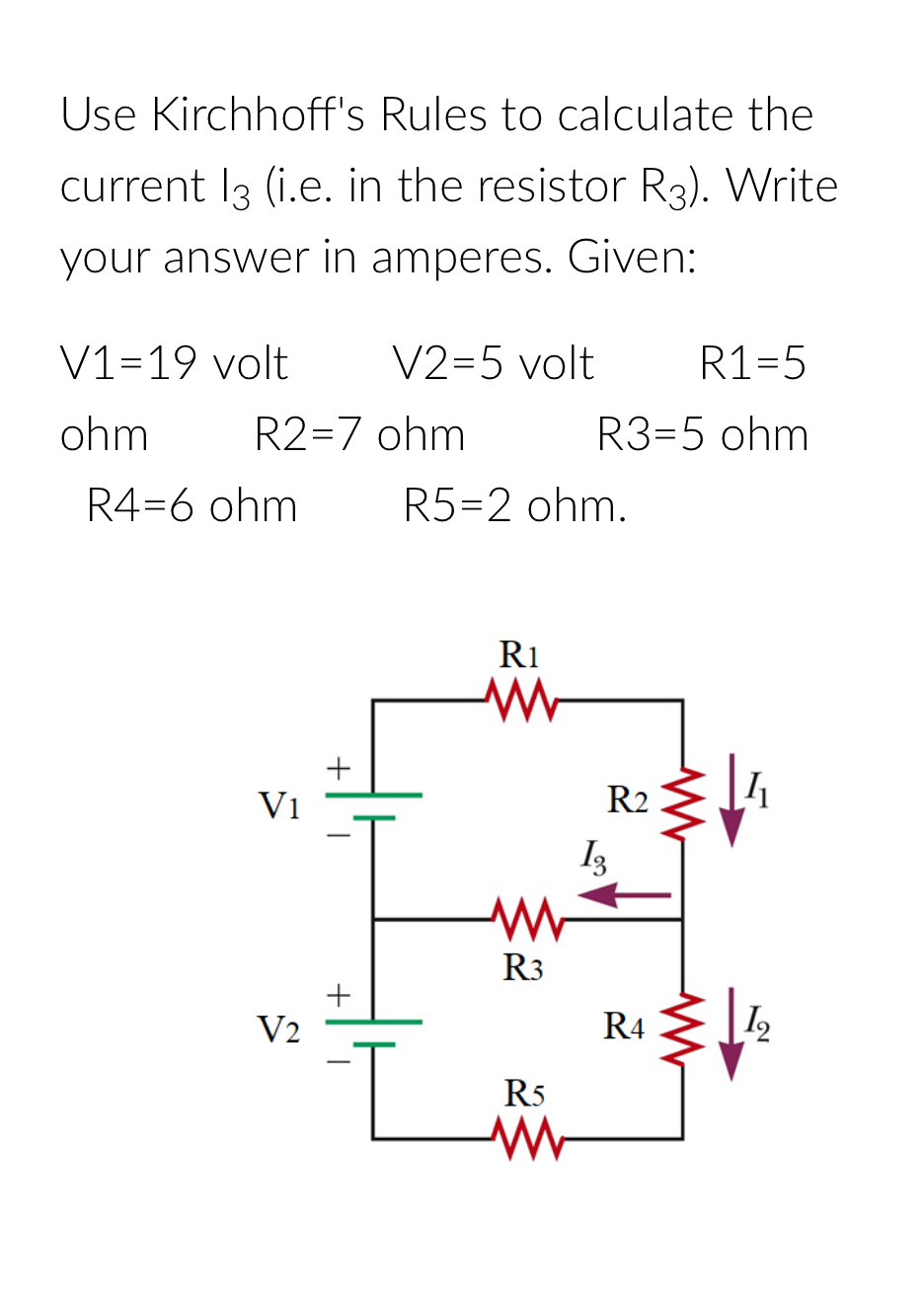 Solved Use Kirchhoff's Rules to calculate thecurrent | Chegg.com