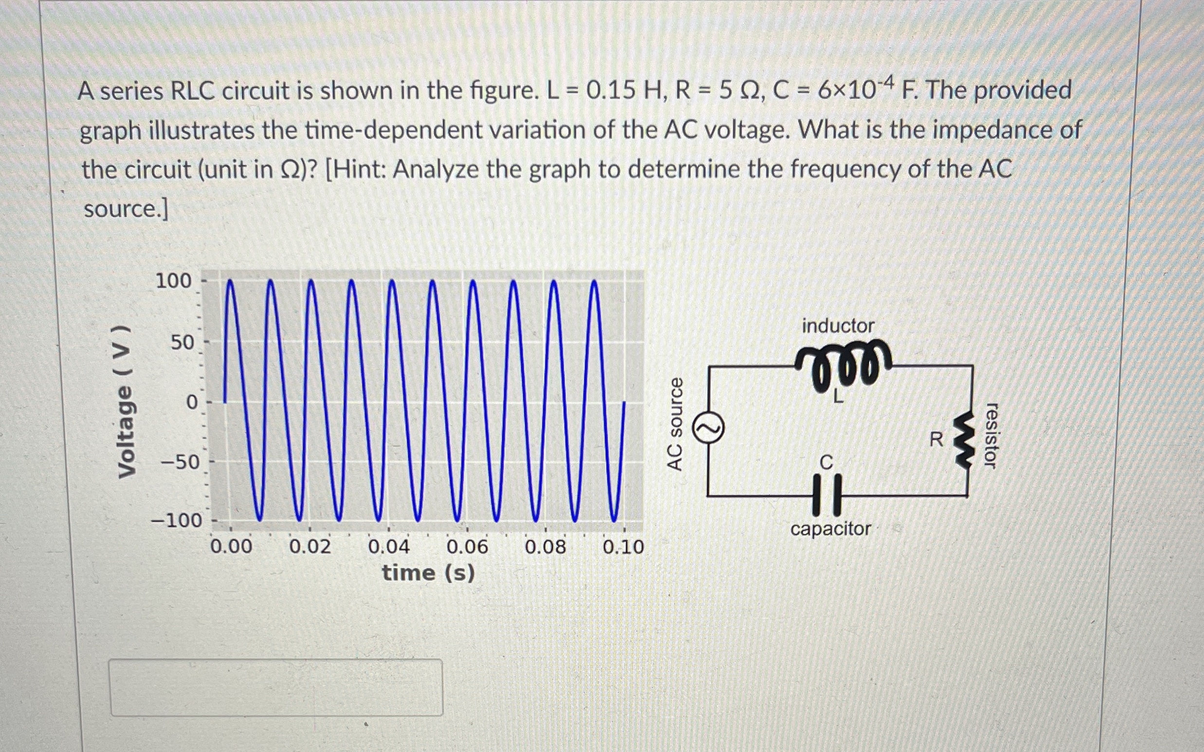 Solved A series RLC circuit is shown in the figure. | Chegg.com